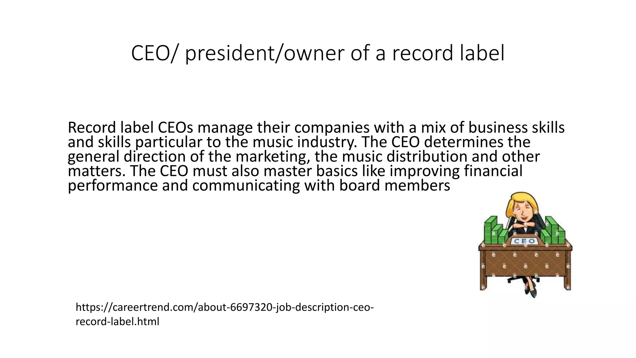 Job roles within a record label | PPTX