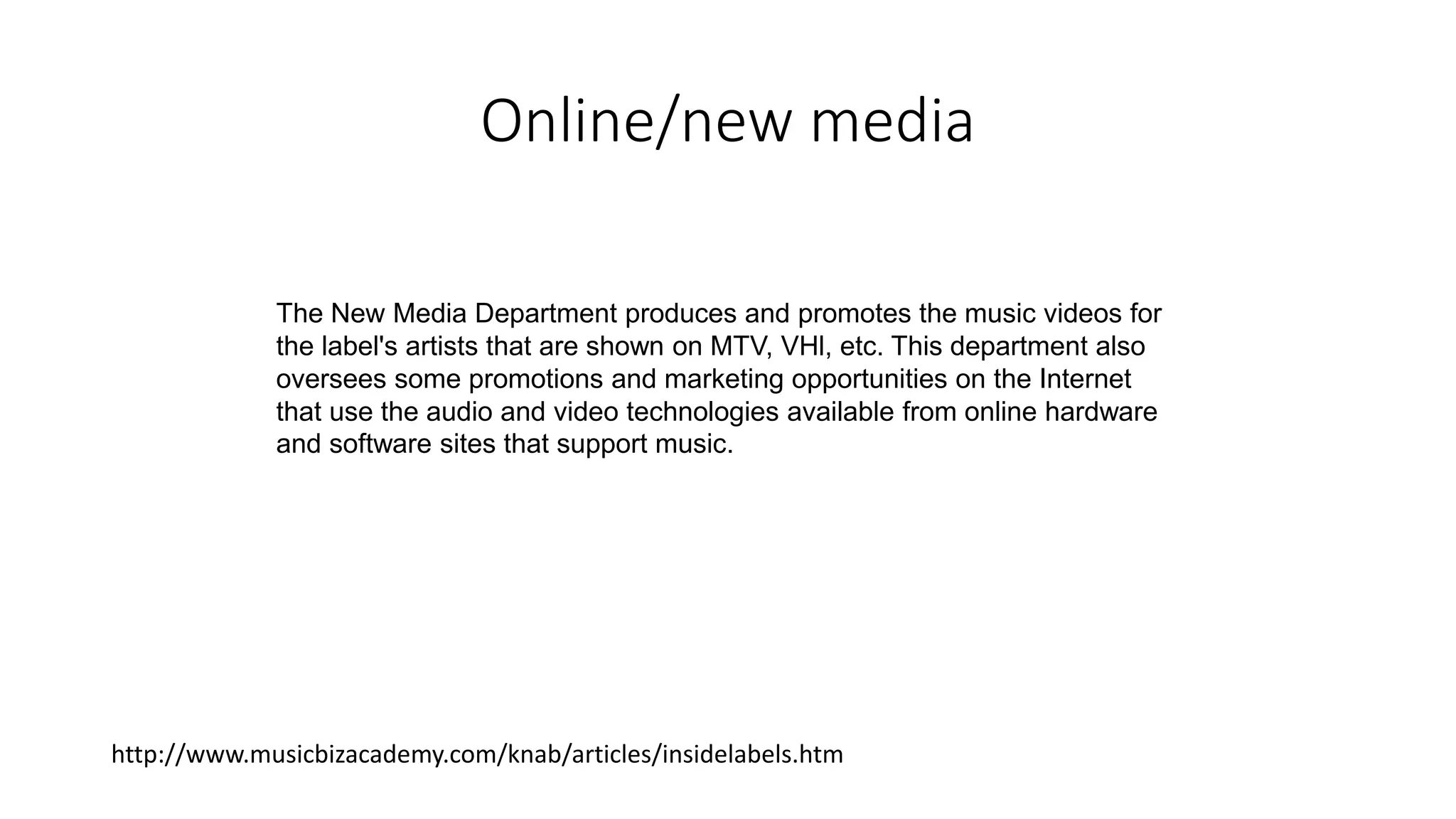 Job roles within a record label | PPTX