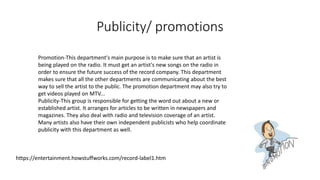 Job roles within a record label | PPTX