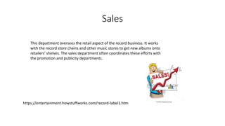 Job roles within a record label | PPTX | Music | Entertainment