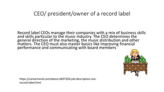 Job roles within a record label | PPTX