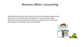 Job roles within a record label | PPTX | Music | Entertainment