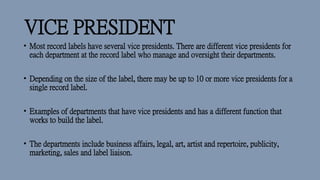 JOB ROLES WITHIN A RECORD LABEL | PPTX
