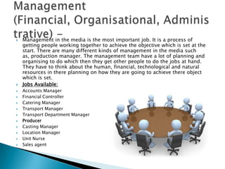 Job roles within the film and tv industry | PPTX | Video Production ...