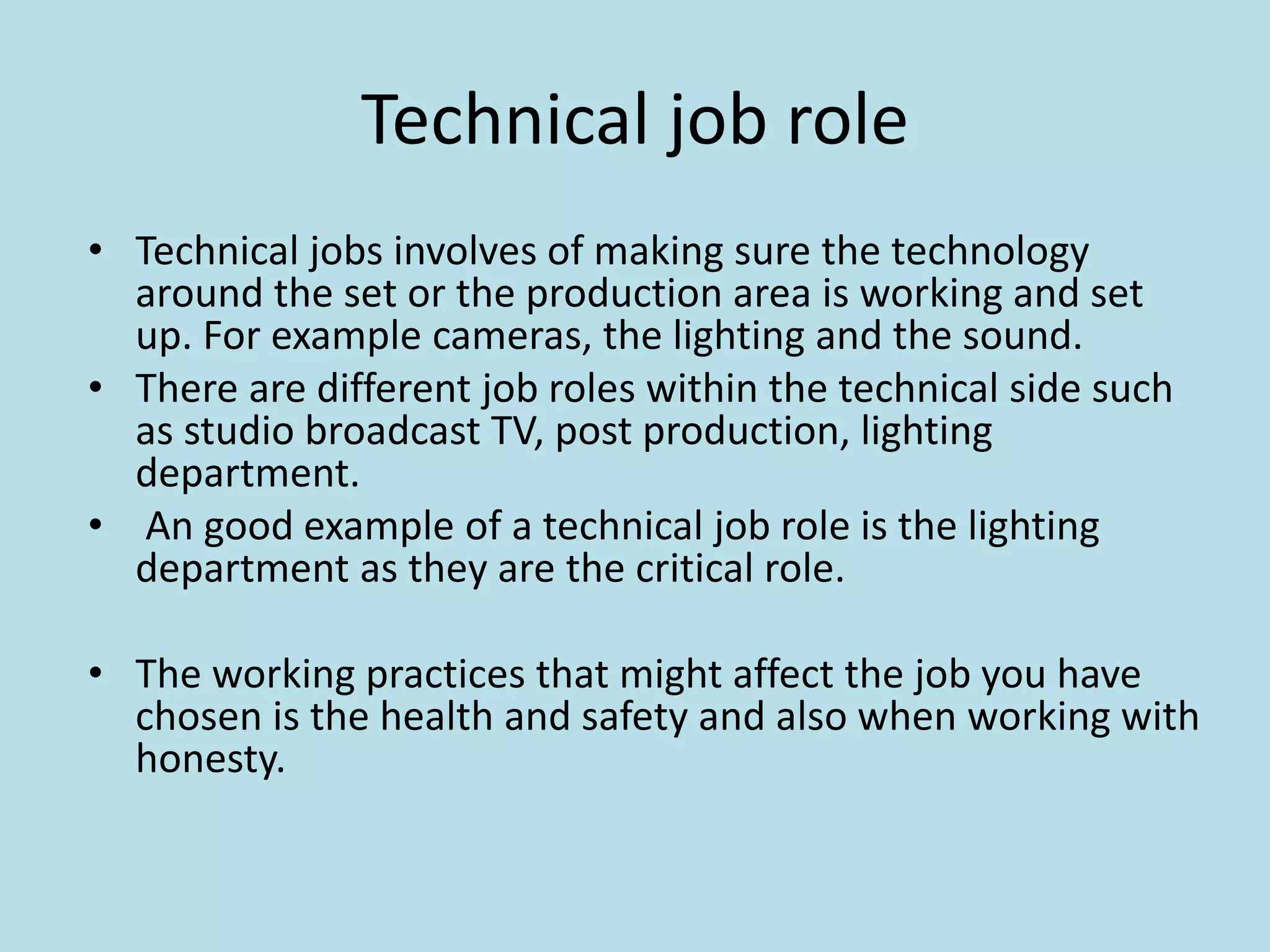 Job roles within the tv industry | PPT