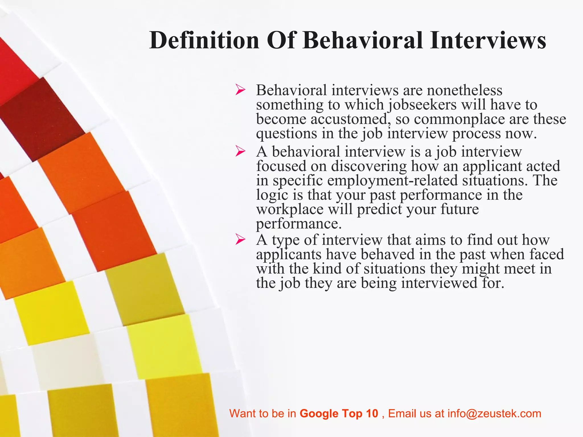 Behavioral interviews | PPT
