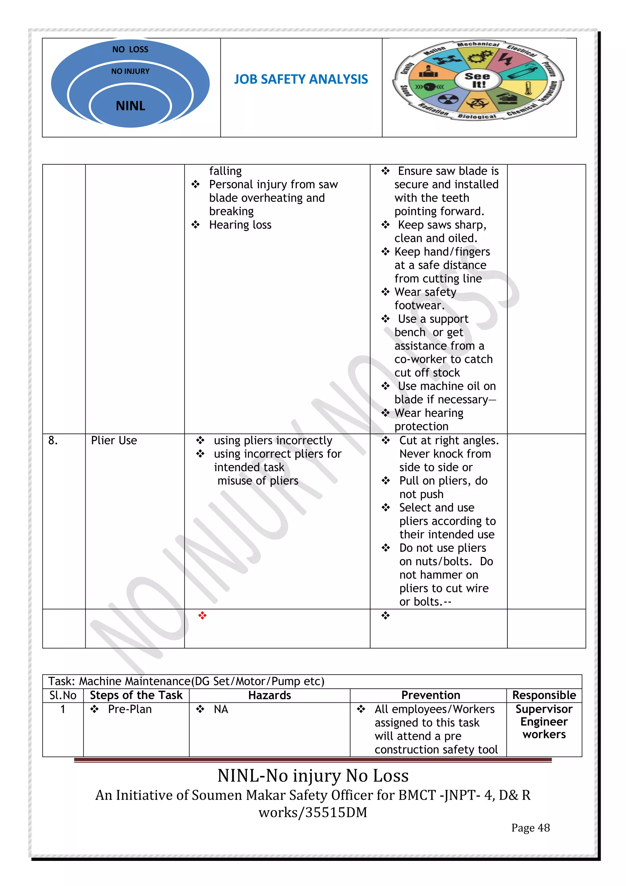 Job safety analysis | PDF