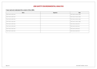 JOB SAFETY ENVIRONMENTAL ANALYSIS Form # HSEQ - JSEA Rev 2 -.docx