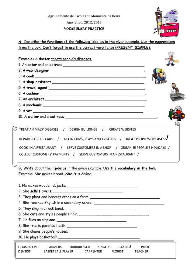 Jobs and workplaces vocabulary practice | PDF