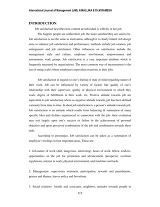 Job satisfaction in banking a study of private and public sector banks ...