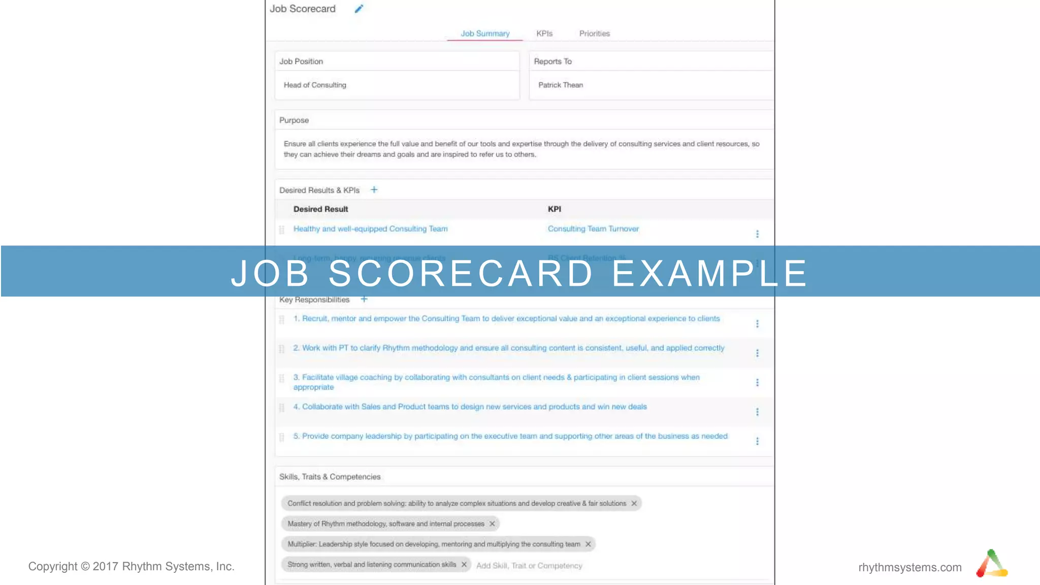 Job Scorecard Example | PPTX