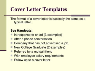 Job Searching 101 Resume And Cover Letter | PPT
