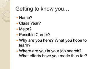 Job Search Workshop | PPTX