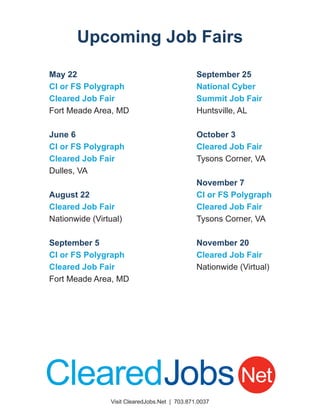 Cleared Job Fair Handbook | May 2, 2024 | PDF