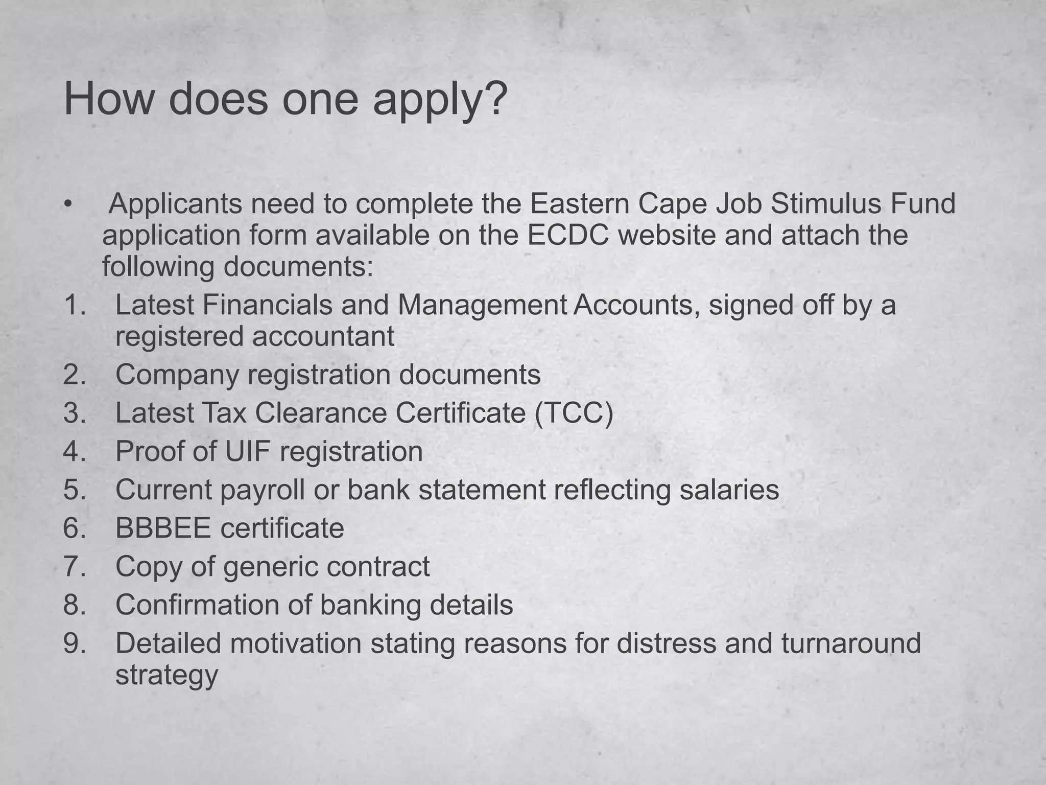 Job Stimulus Fund Application Process | PPTX