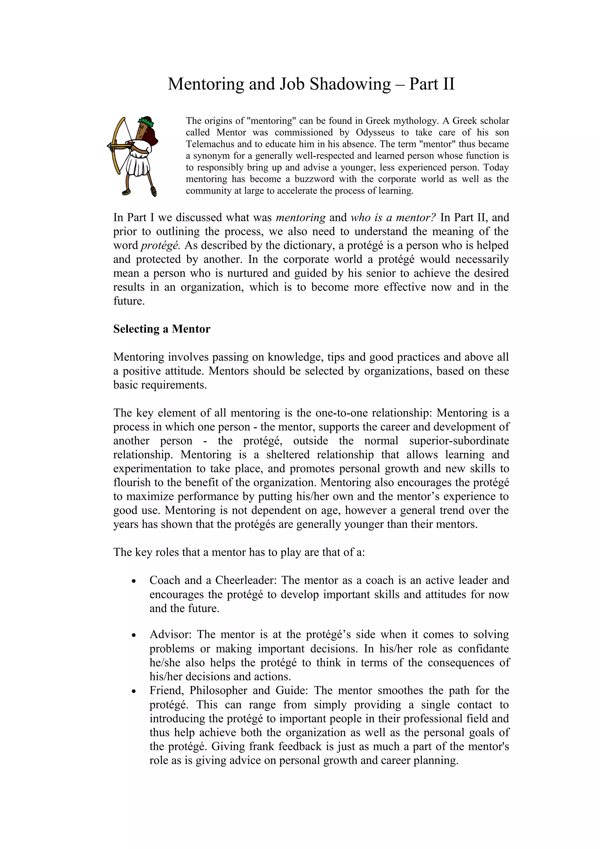 Job shadowing & mentoring part ii | PDF