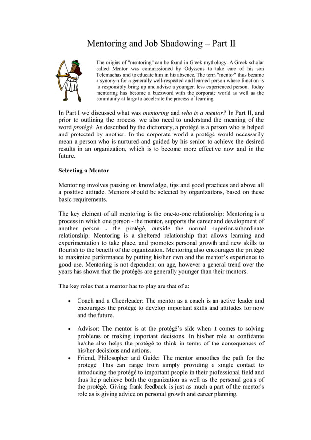 Job shadowing & mentoring part ii | PDF