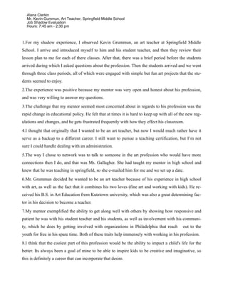 Job Shadow Report | DOC