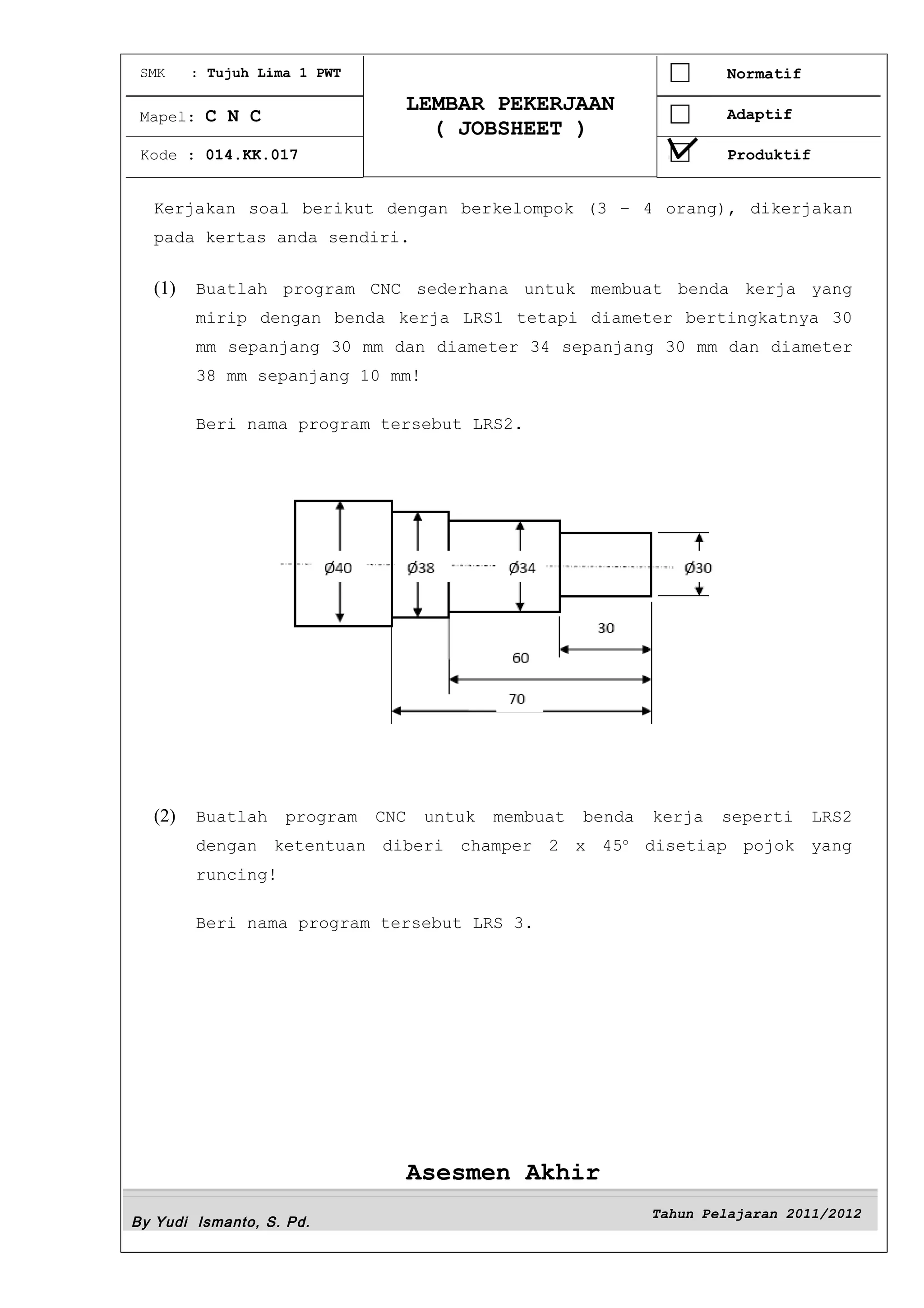Jobsheet cnc lathe sinumeric 802 c | DOC