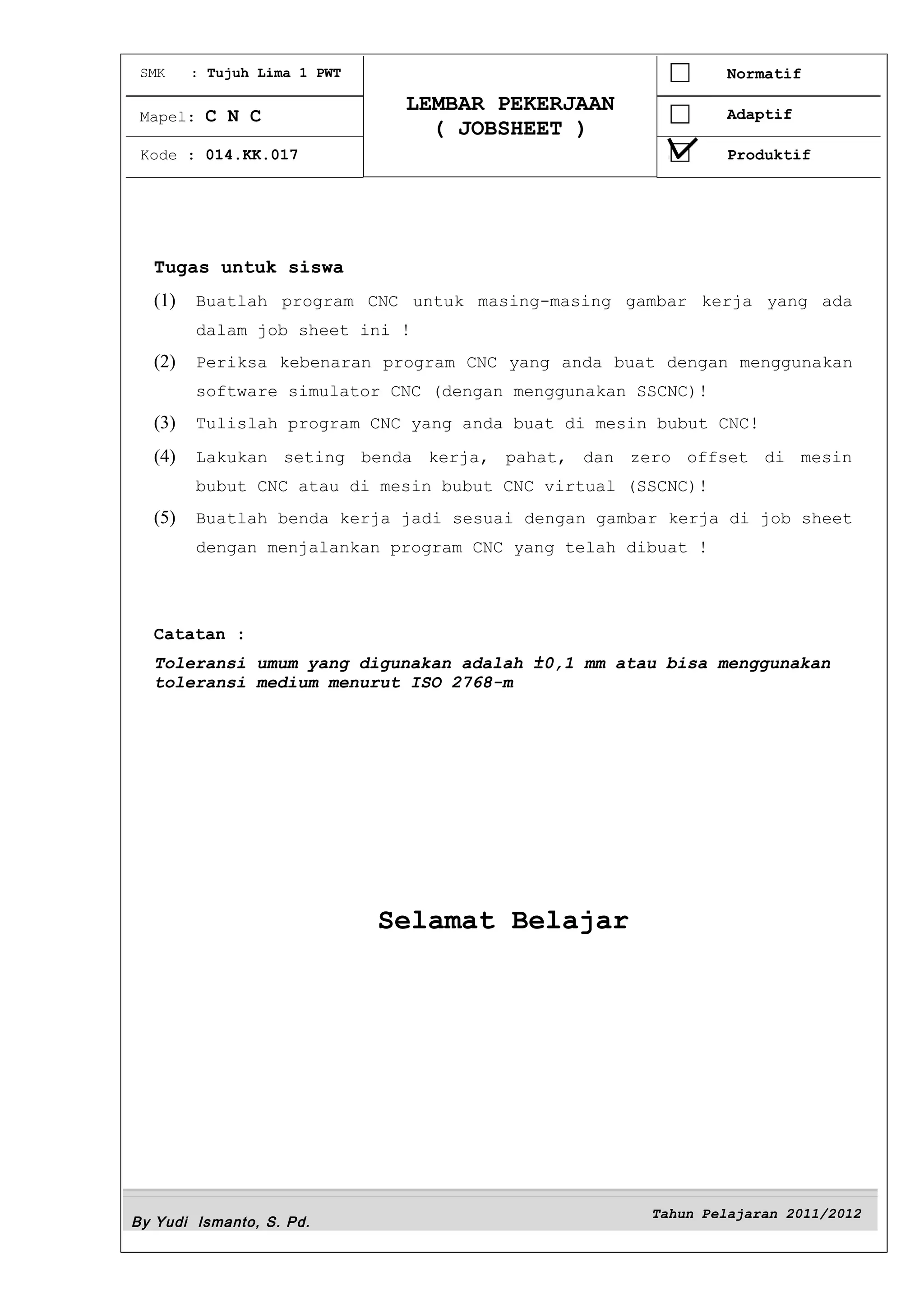 Jobsheet cnc lathe sinumeric 802 c | DOC