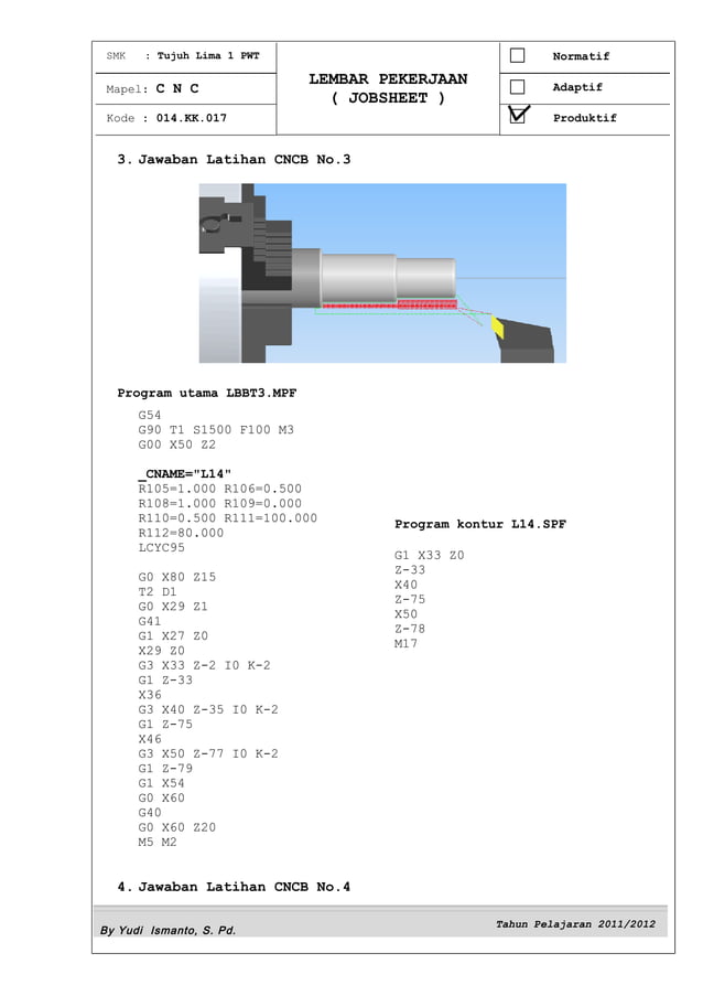 Jobsheet cnc lathe sinumeric 802 c | DOC