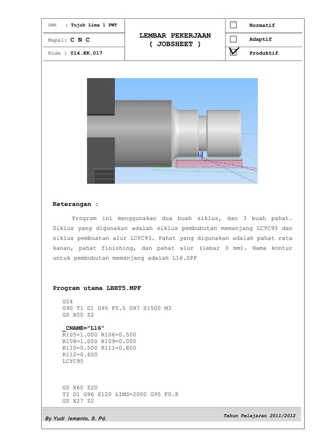 Jobsheet cnc lathe sinumeric 802 c | DOC