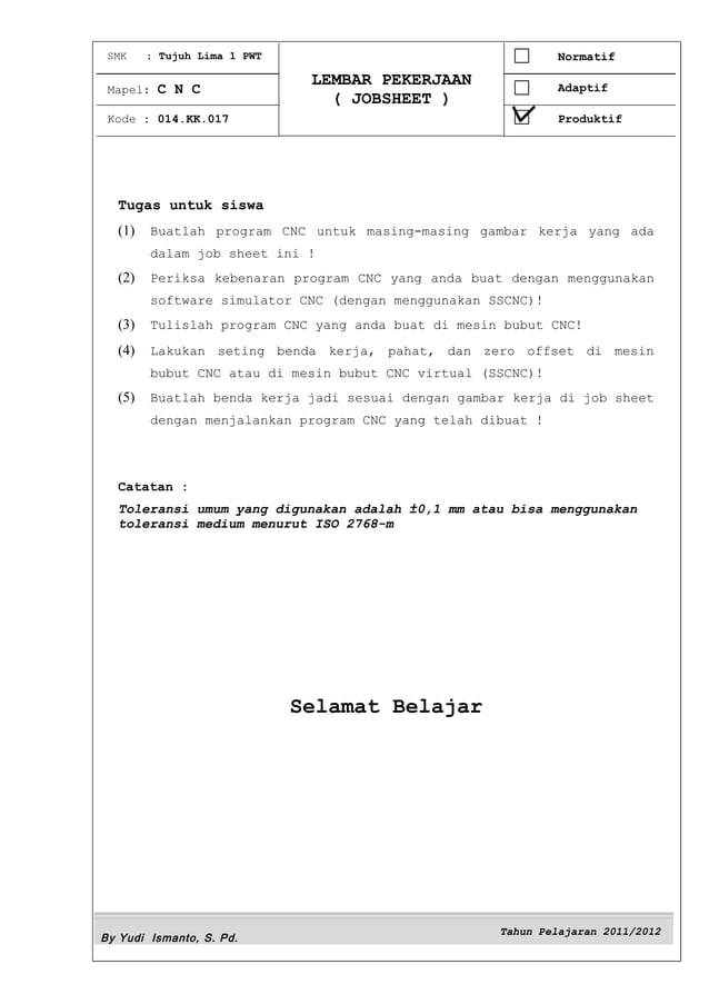 Jobsheet cnc lathe sinumeric 802 c | DOC