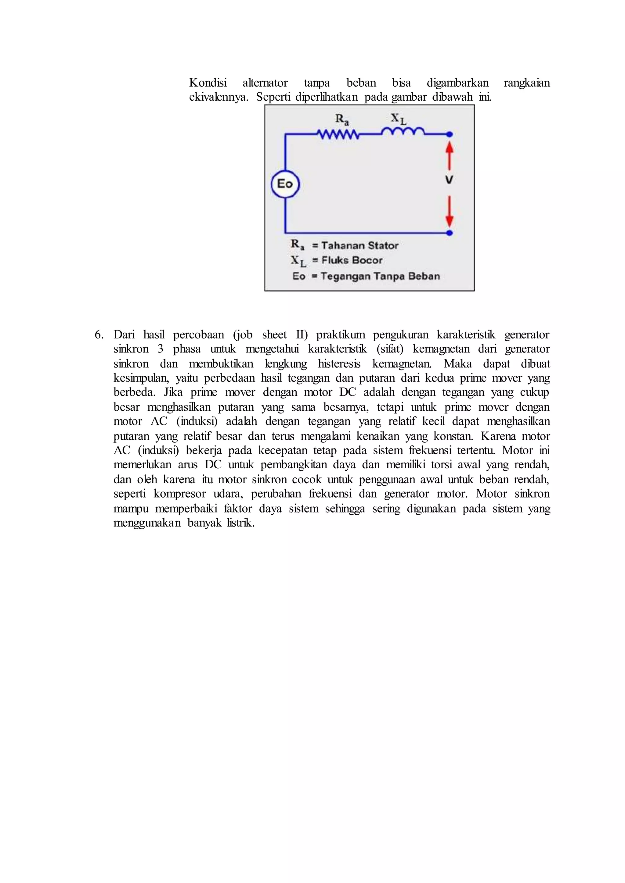 PRAKTIKUM PENGUKURAN KARAKTERISTIK GENERATOR | DOCX