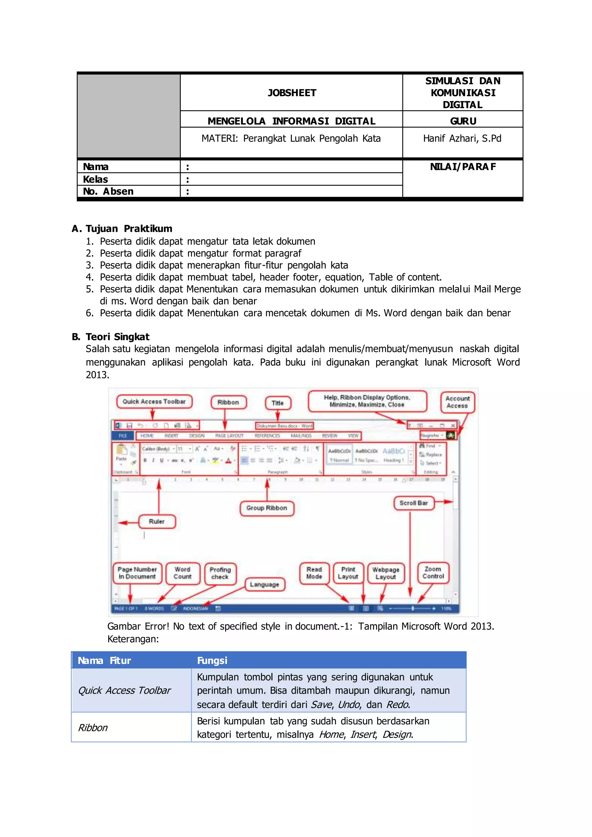 Jobsheet 3 word | DOCX