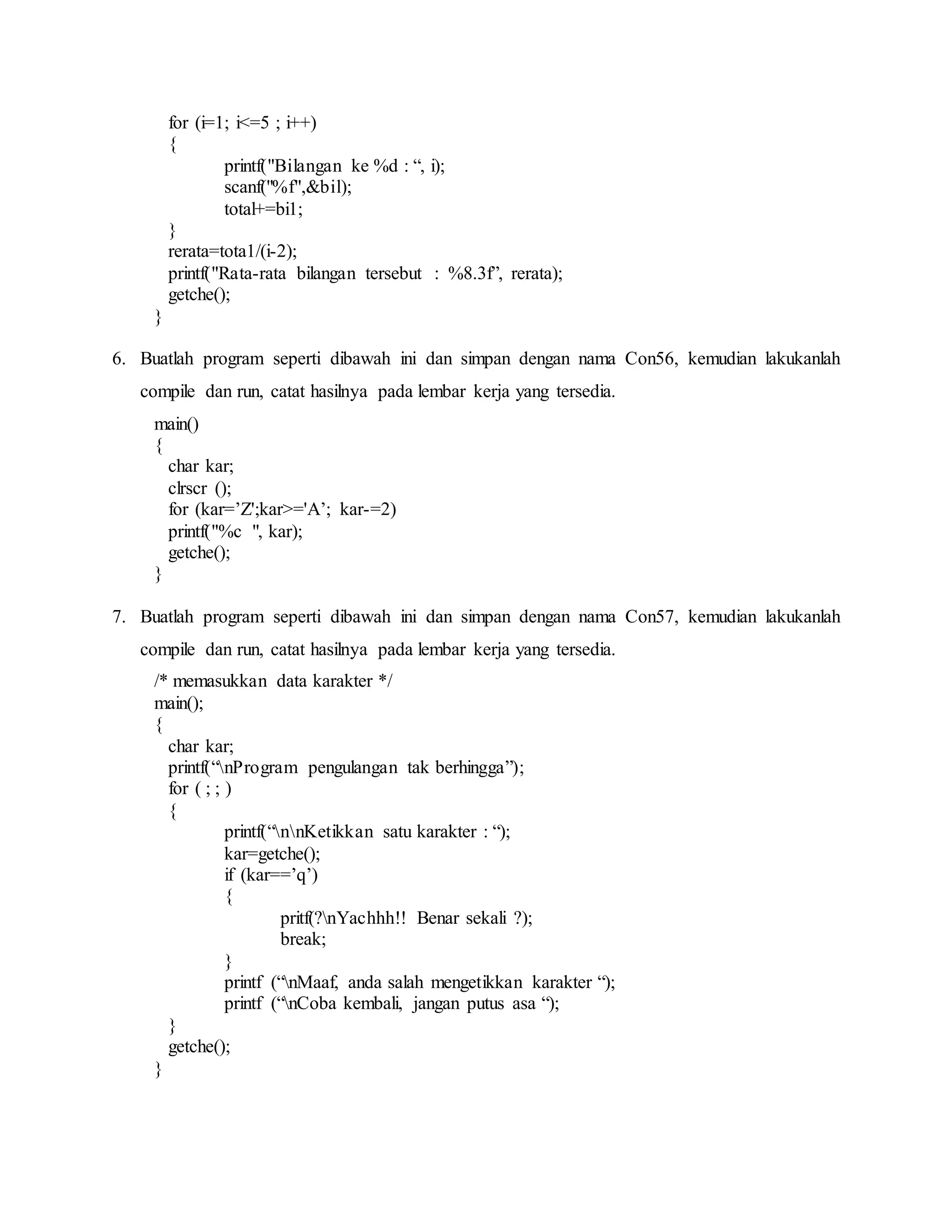 Jobsheet 4 LOOPING( PENGULANGAN) | DOCX