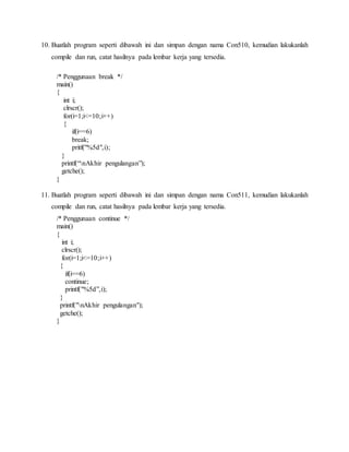 Jobsheet 4 LOOPING( PENGULANGAN) | DOCX