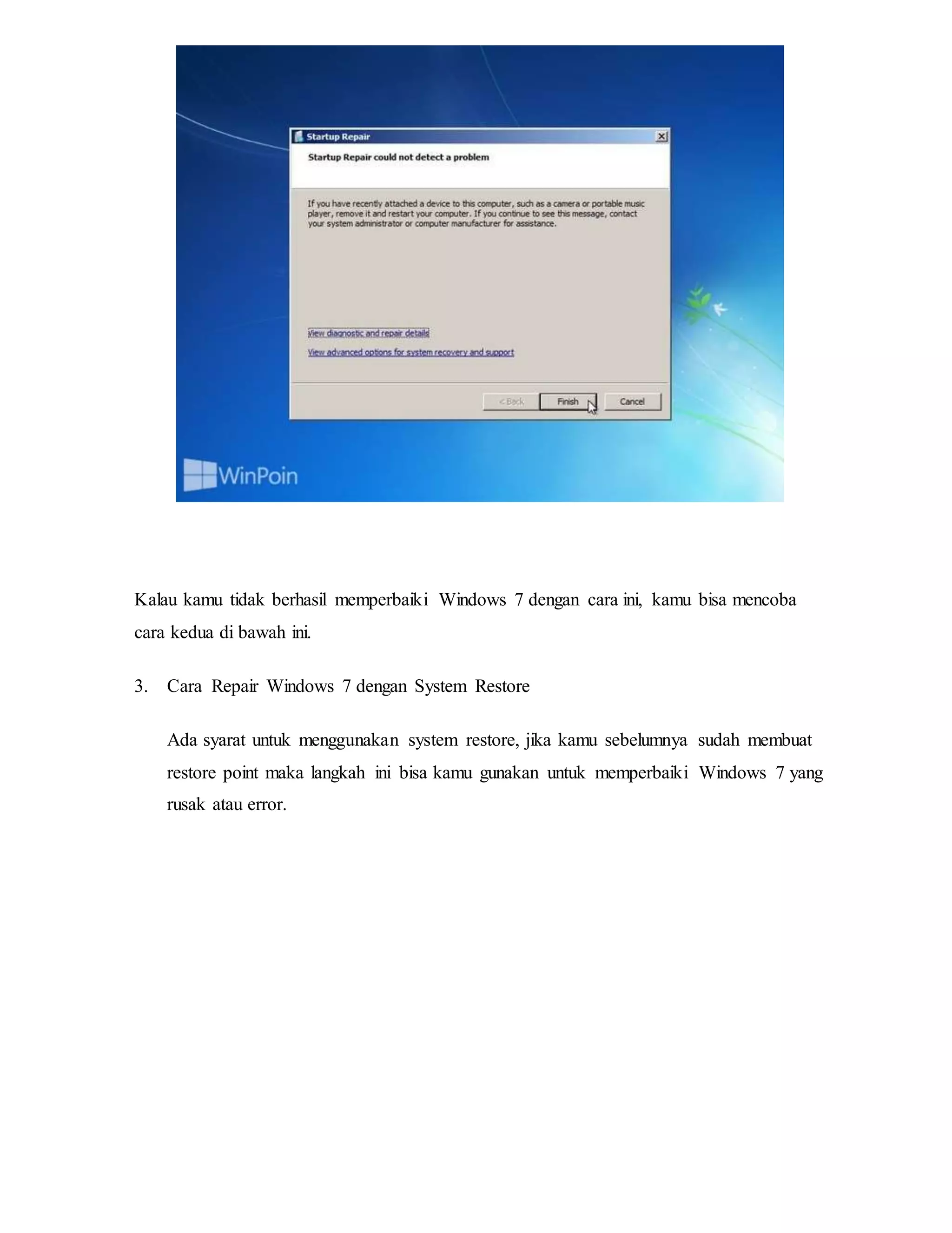 RECOVERY DAN REPAIR WINDOWS 8 / 7 / XP | DOCX