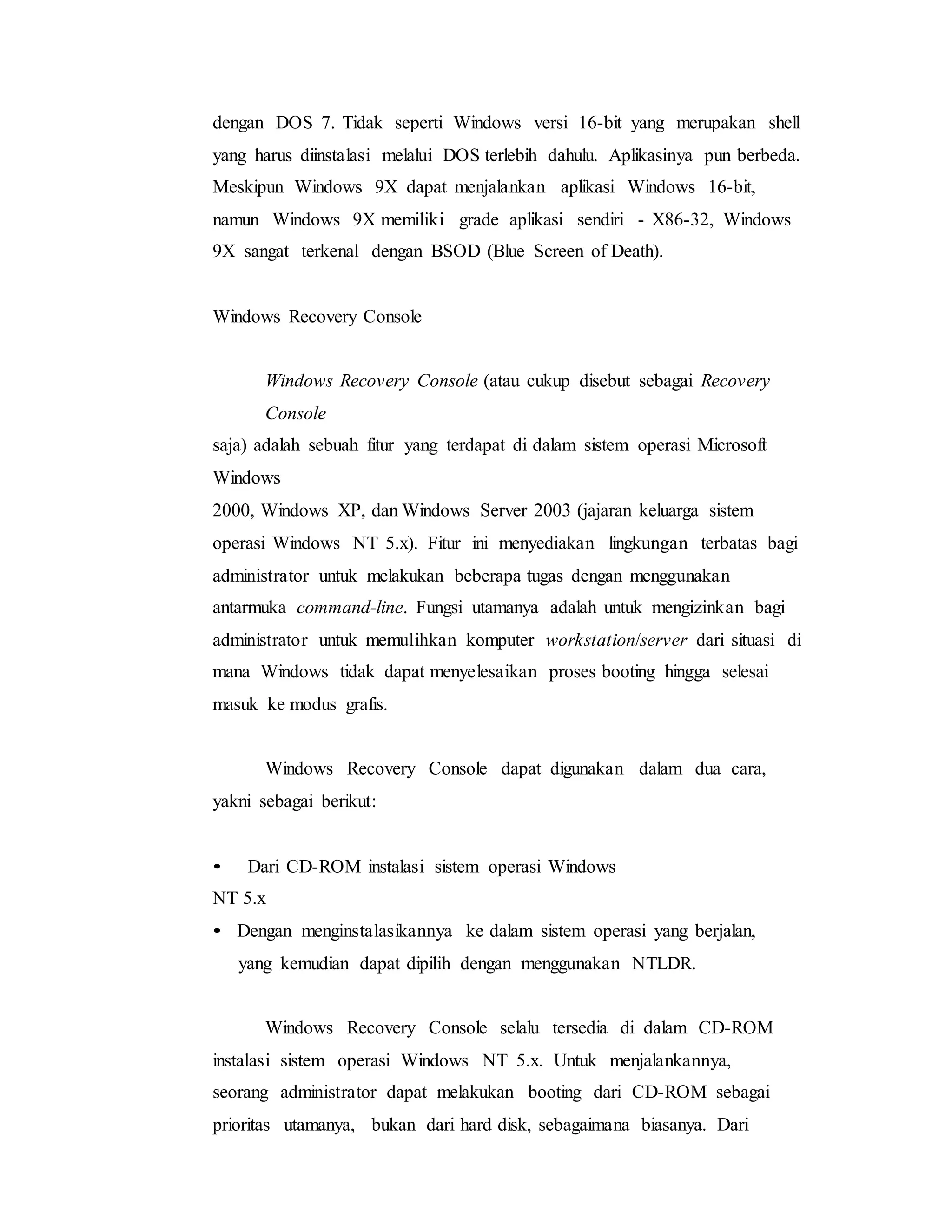 RECOVERY DAN REPAIR WINDOWS 8 / 7 / XP | DOCX