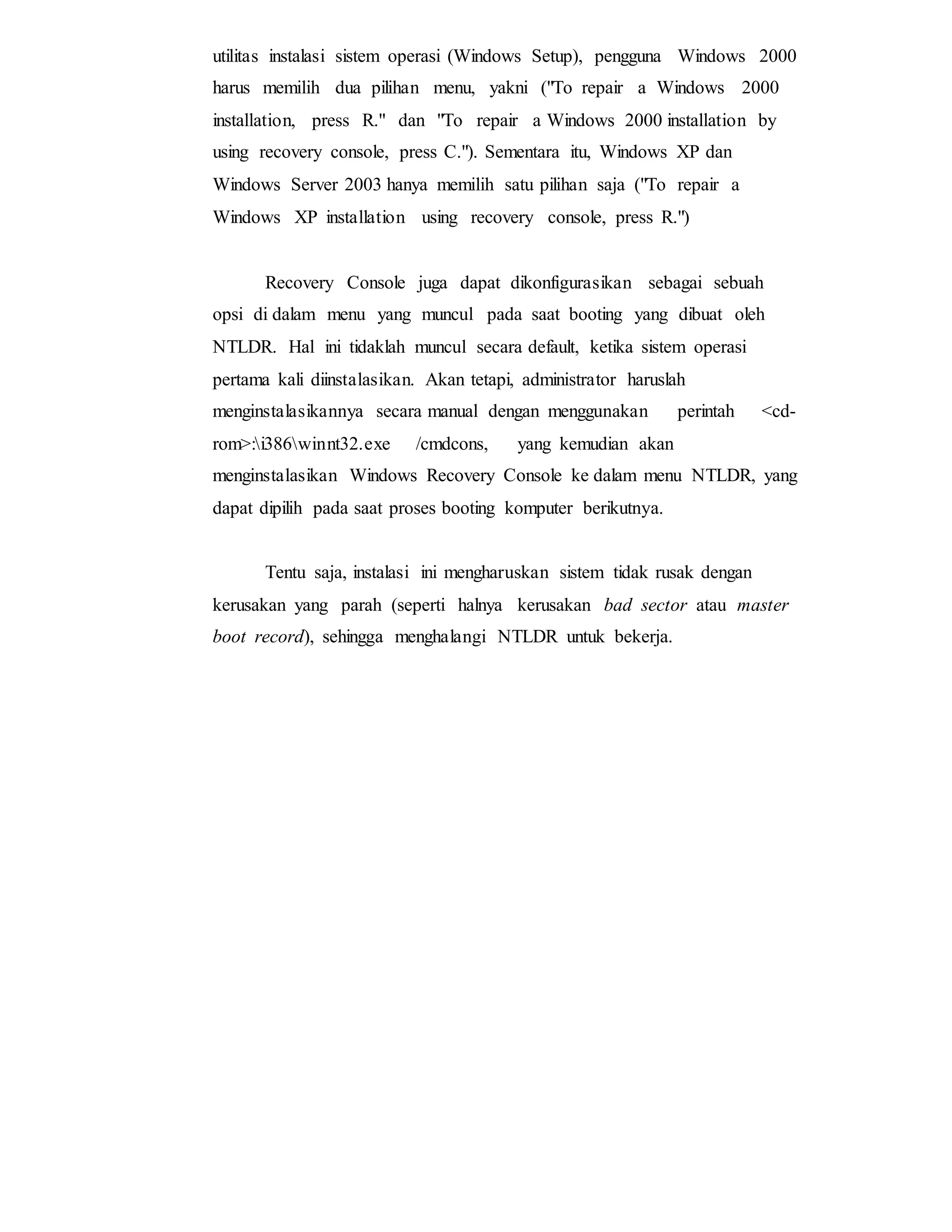 RECOVERY DAN REPAIR WINDOWS 8 / 7 / XP | DOCX