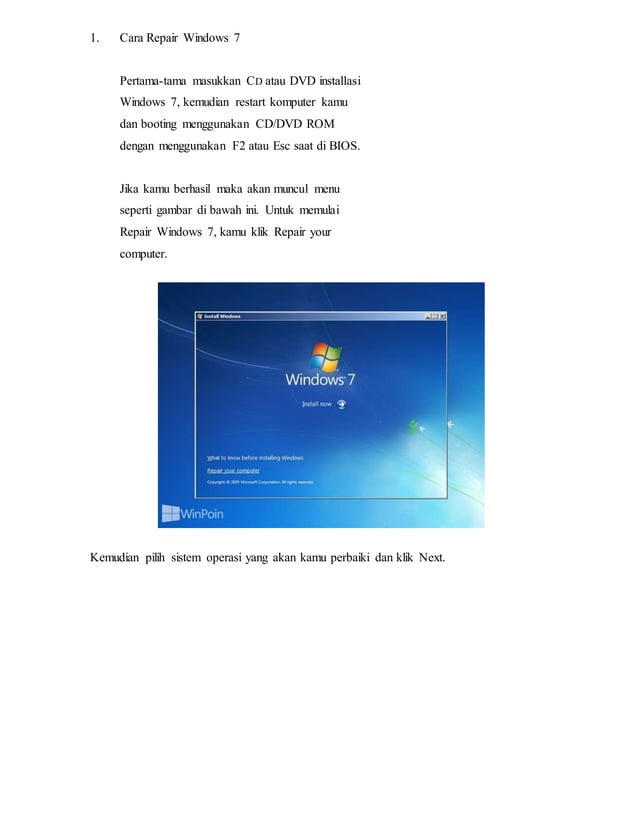 RECOVERY DAN REPAIR WINDOWS 8 / 7 / XP | DOCX