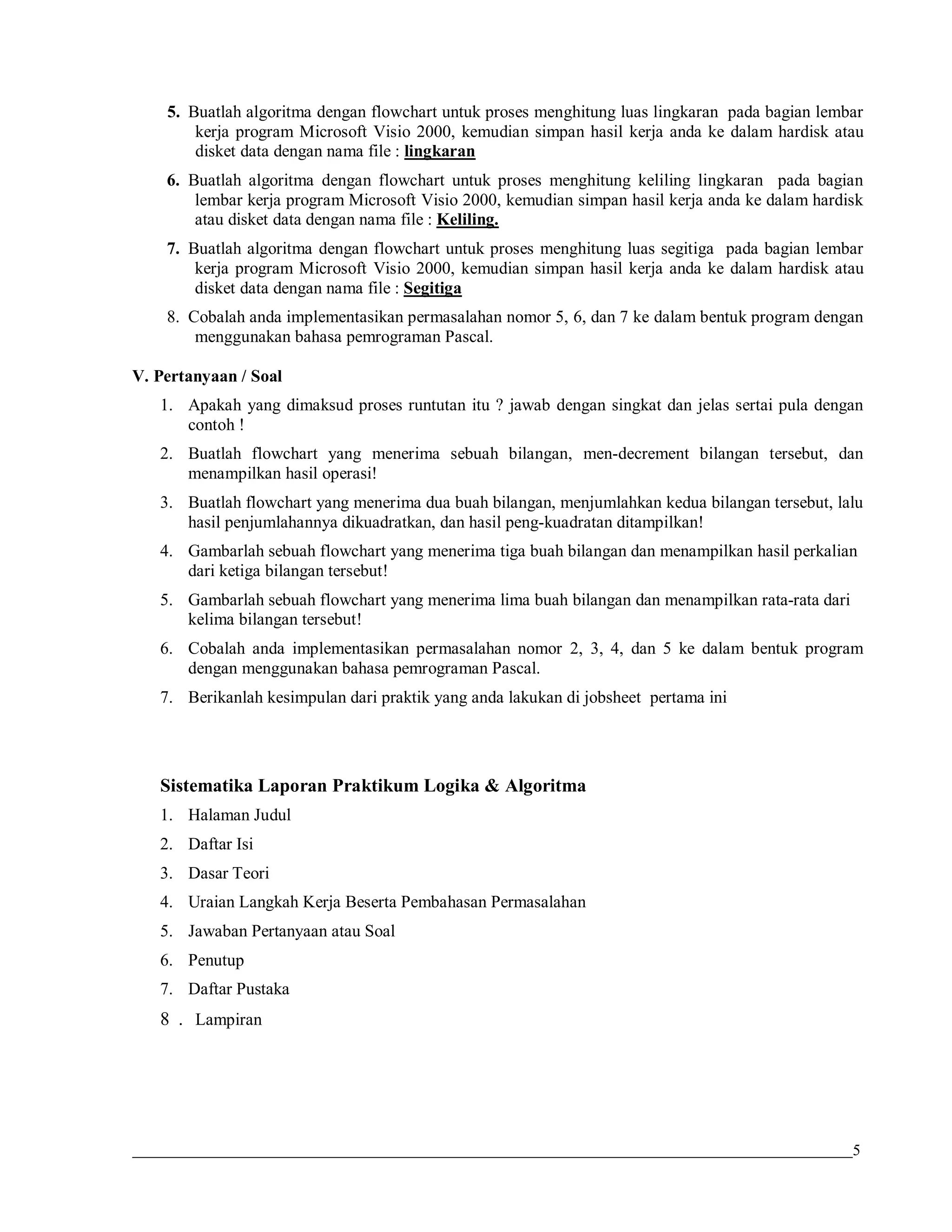 Jobsheet algoritma dan pemrograman 01 | PDF