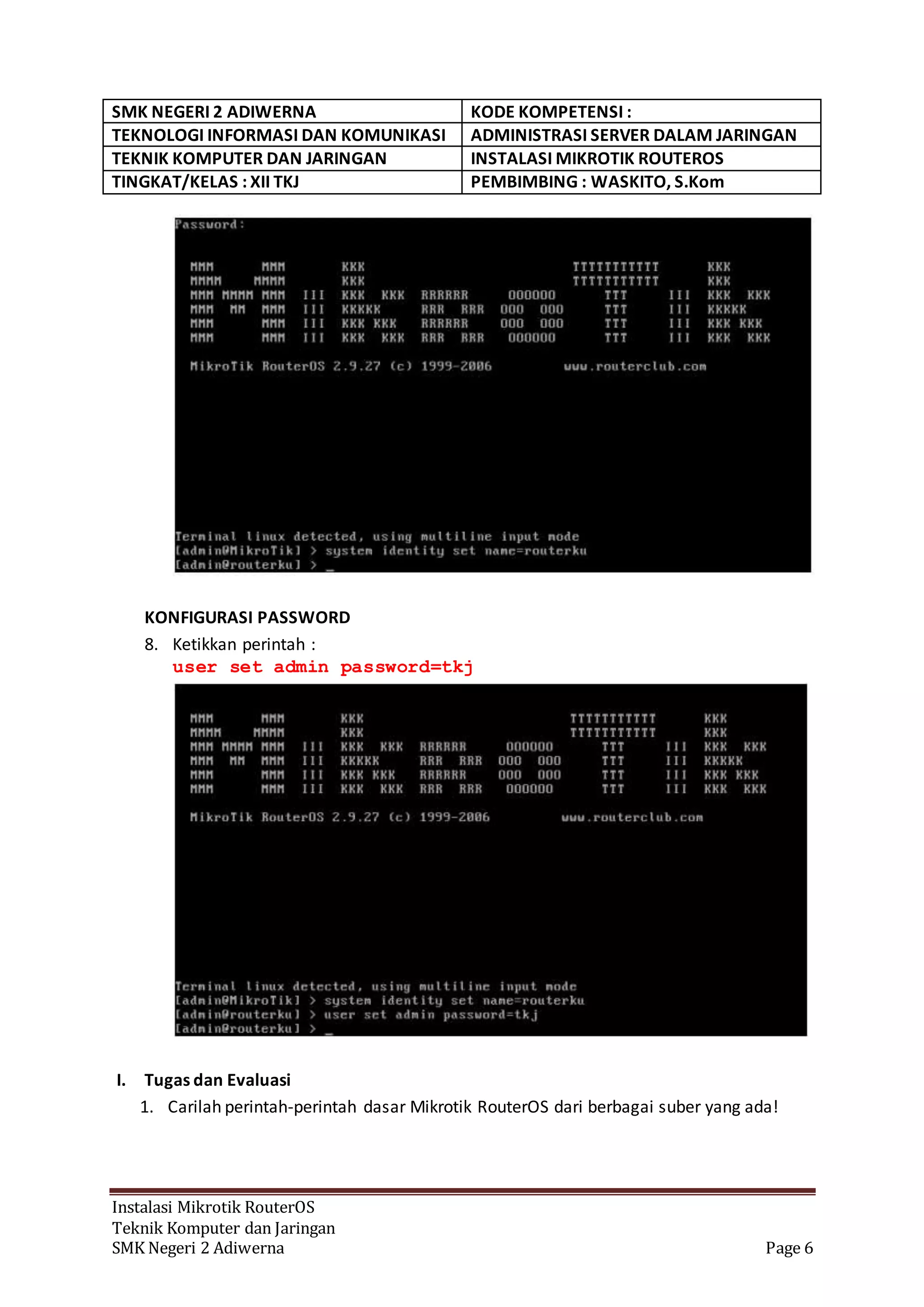 Jobsheet instalasi mikrotik | DOCX