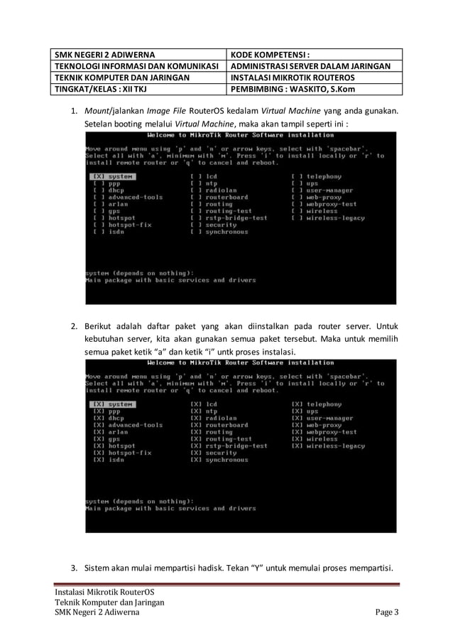 Jobsheet instalasi mikrotik | PDF
