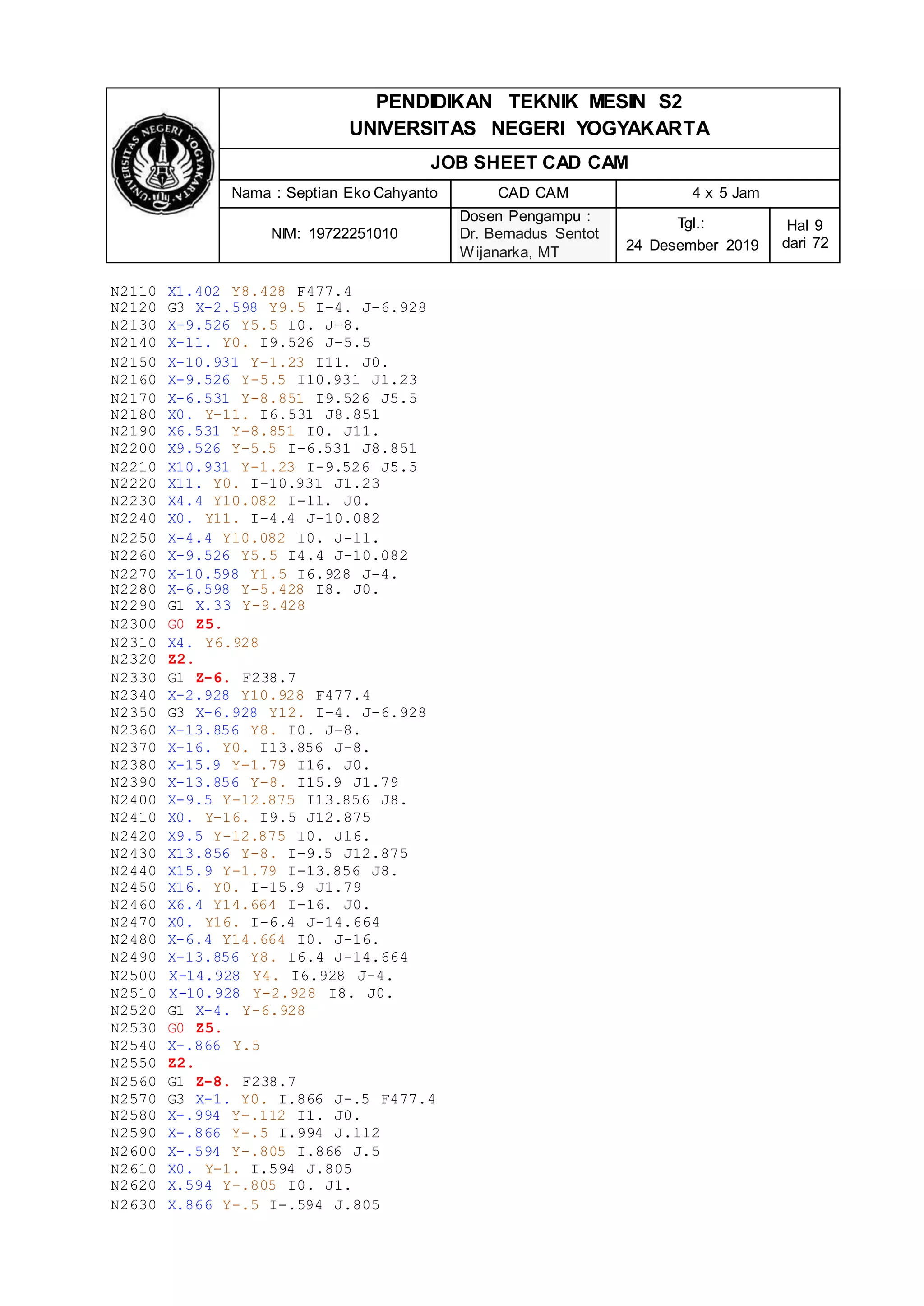 Jobsheet milling septian | DOC
