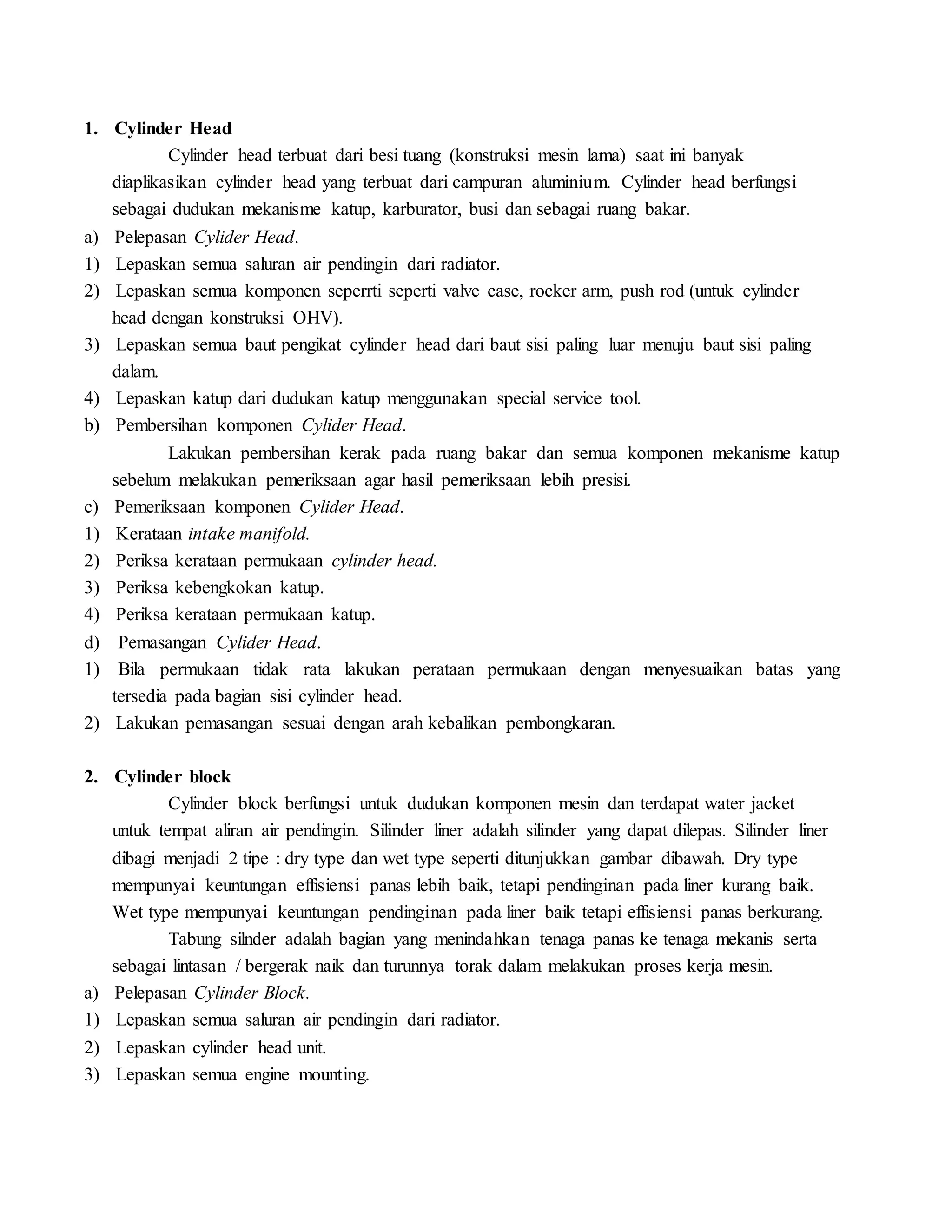 Job sheet overhole motor bensin | DOCX