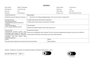 Job sheet perhotelan (garnish) | PDF