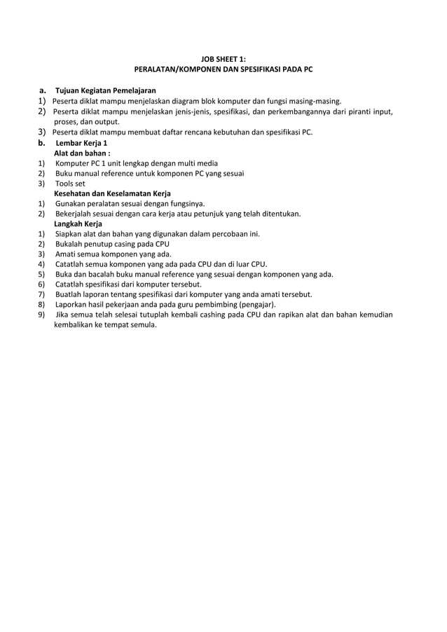 Job sheet tkj kelas x | DOCX