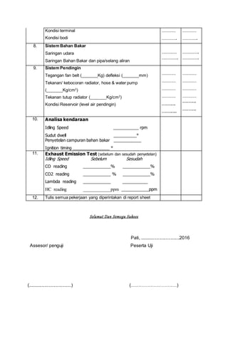 Job sheet tune up konvensional 1 | DOCX