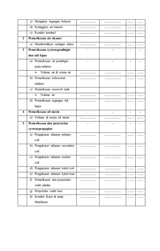 Job sheet tune up konvensional 1 | DOCX