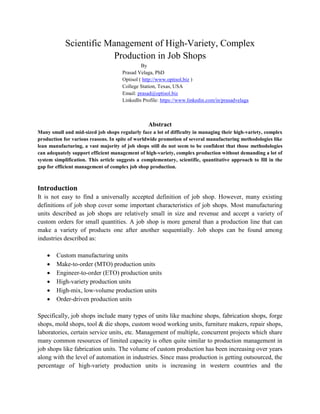 Scientific Management of High-Variety, Complex Production in Job Shops ...