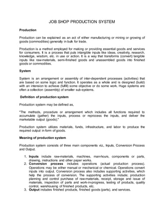Job shop production system final | PDF