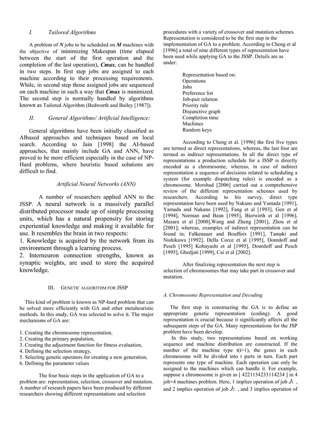 Job shop scheduling problem using genetic algorithm | DOCX | Web ...