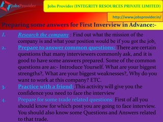 Jobs, how to face my first interview | PDF
