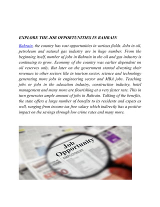 EXPLORE THE JOB OPPORTUNITIES IN BAHRAIN | PDF