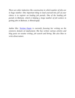 EXPLORE THE JOB OPPORTUNITIES IN BAHRAIN | PDF